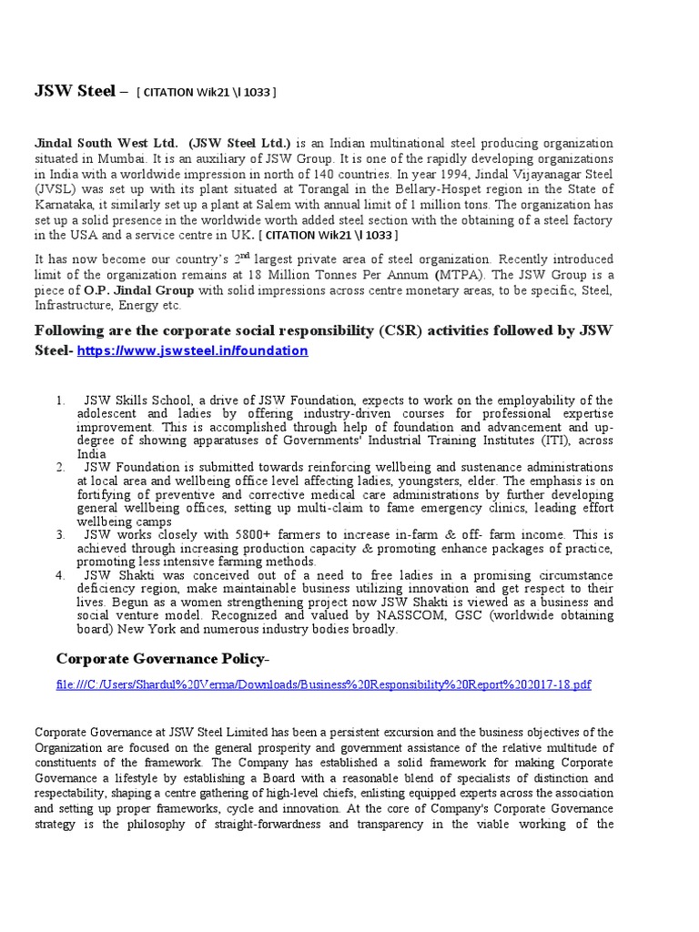 JSW Steel: Following Are The Corporate Social Responsibility (CSR ...