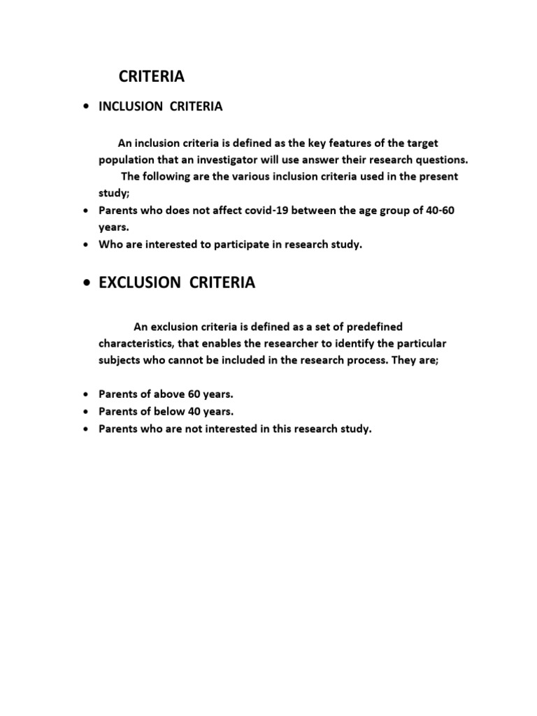 Exclusion Criteria | PDF
