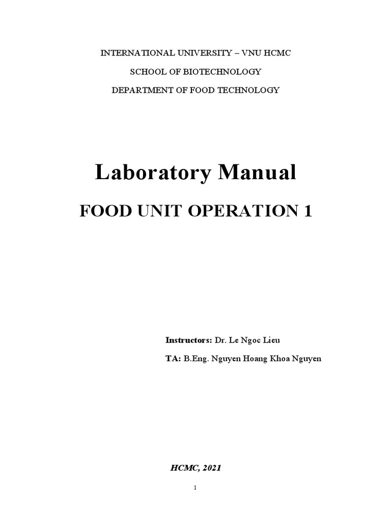 Food Unit Operation 1 - Laboratory Manual | PDF | Heat | Temperature