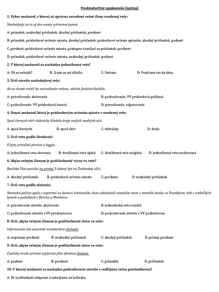 Opakovanie - Syntax | PDF