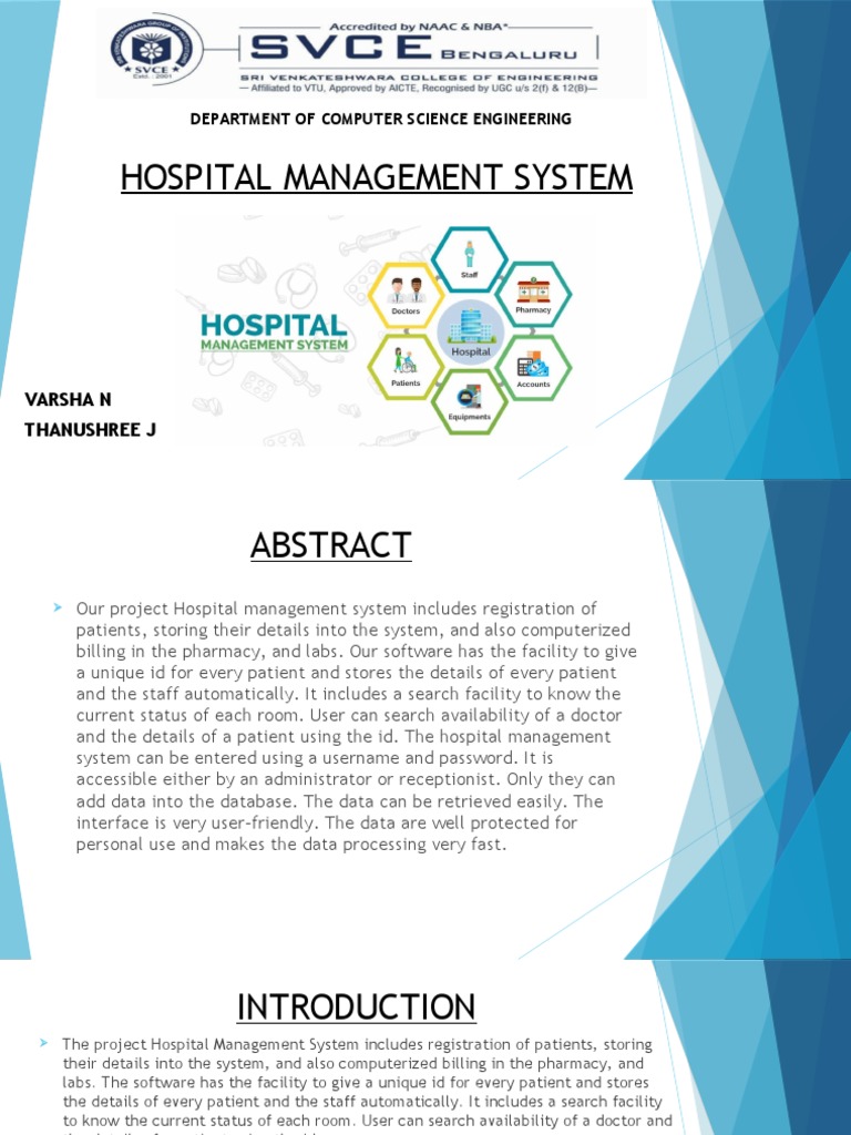 Hospital Management System: Department of Computer Science Engineering ...