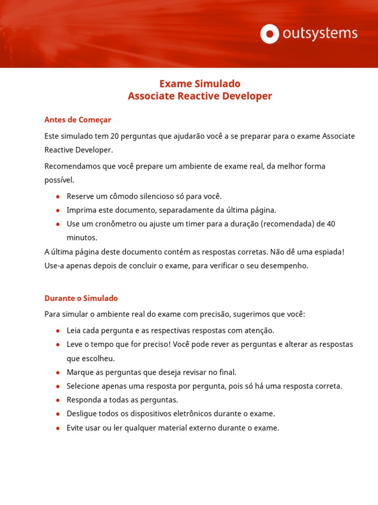 Associate Reactive Developer Sample Exam - PT | PDF | Engenharia de Software | Informática