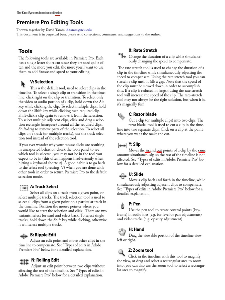 Premiere Pro Editing Tools | PDF | Computing | Software