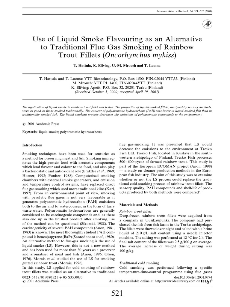 Use of Liquid Smoke Flavouring As An Alternative | PDF | Polycyclic ...