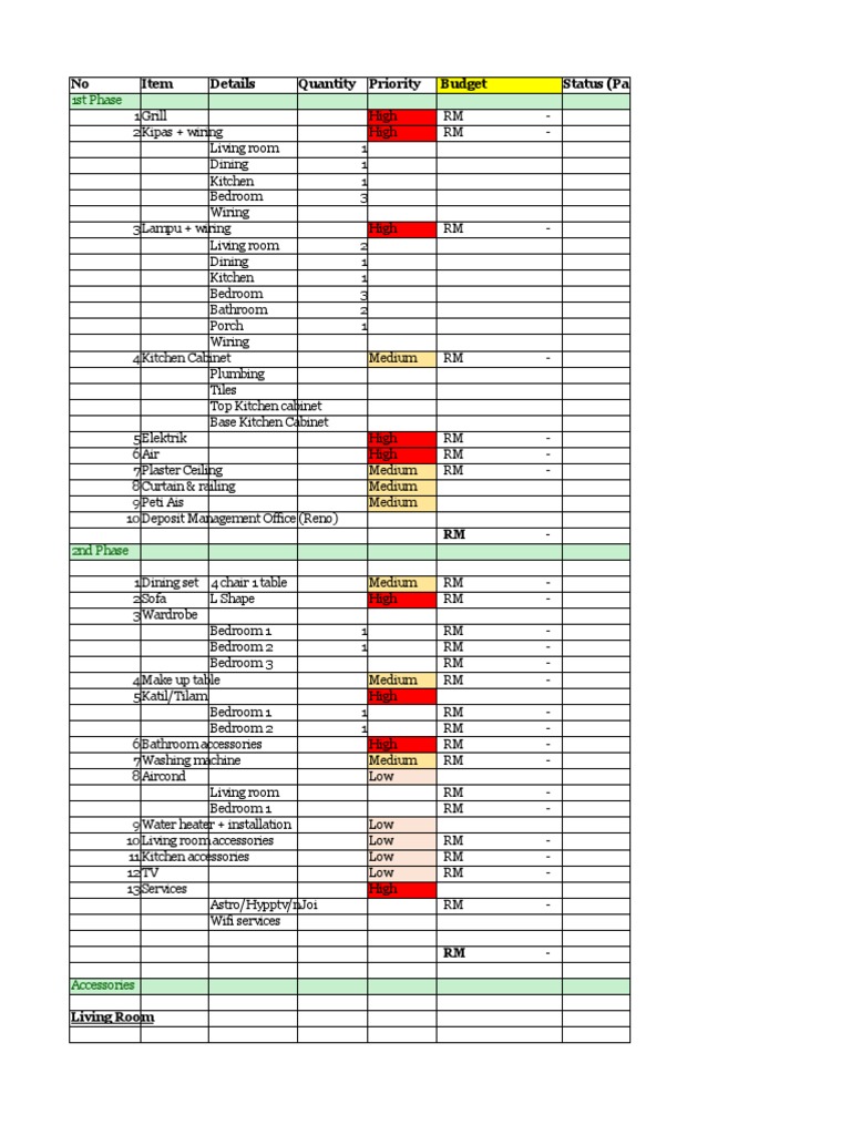 New House Planning Template | PDF | Bedroom | Kitchen