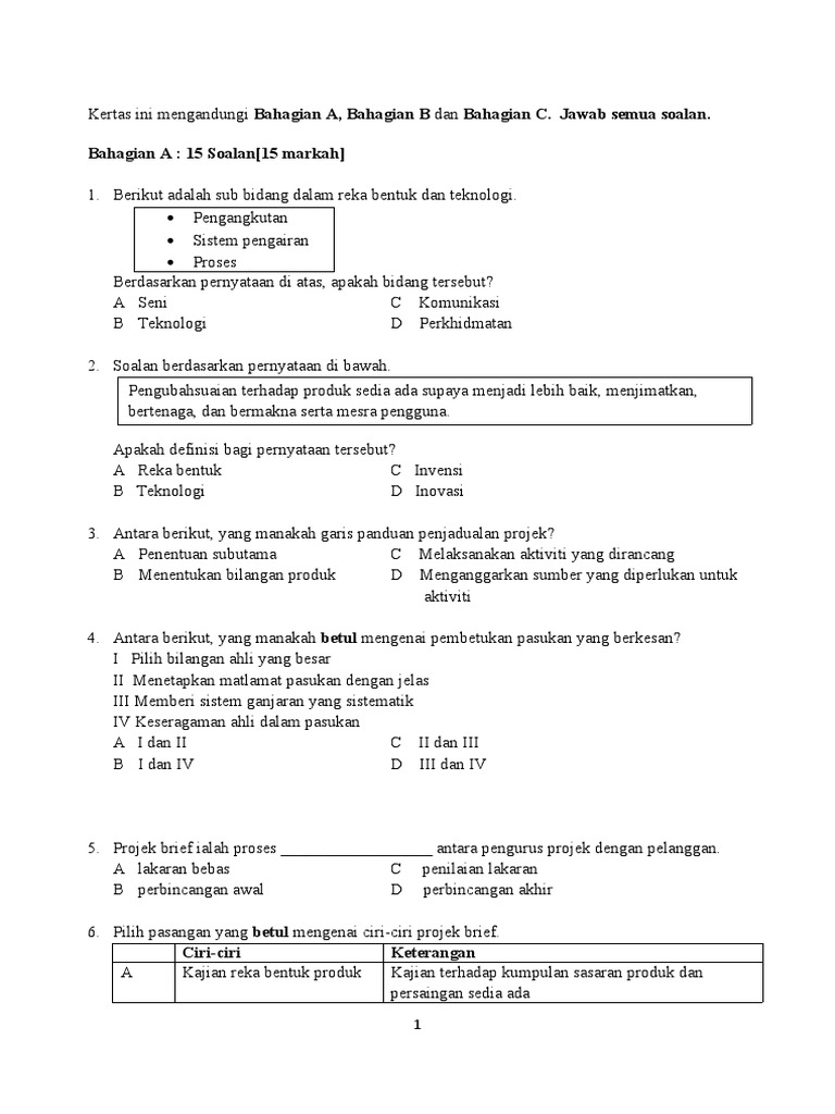 Peperiksaan Pertengahan Tahun RBT Tingkatan 2 | PDF