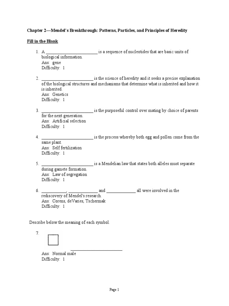 Chapter 2-Mendel's Breakthrough: Patterns, Particles, and Principles of ...