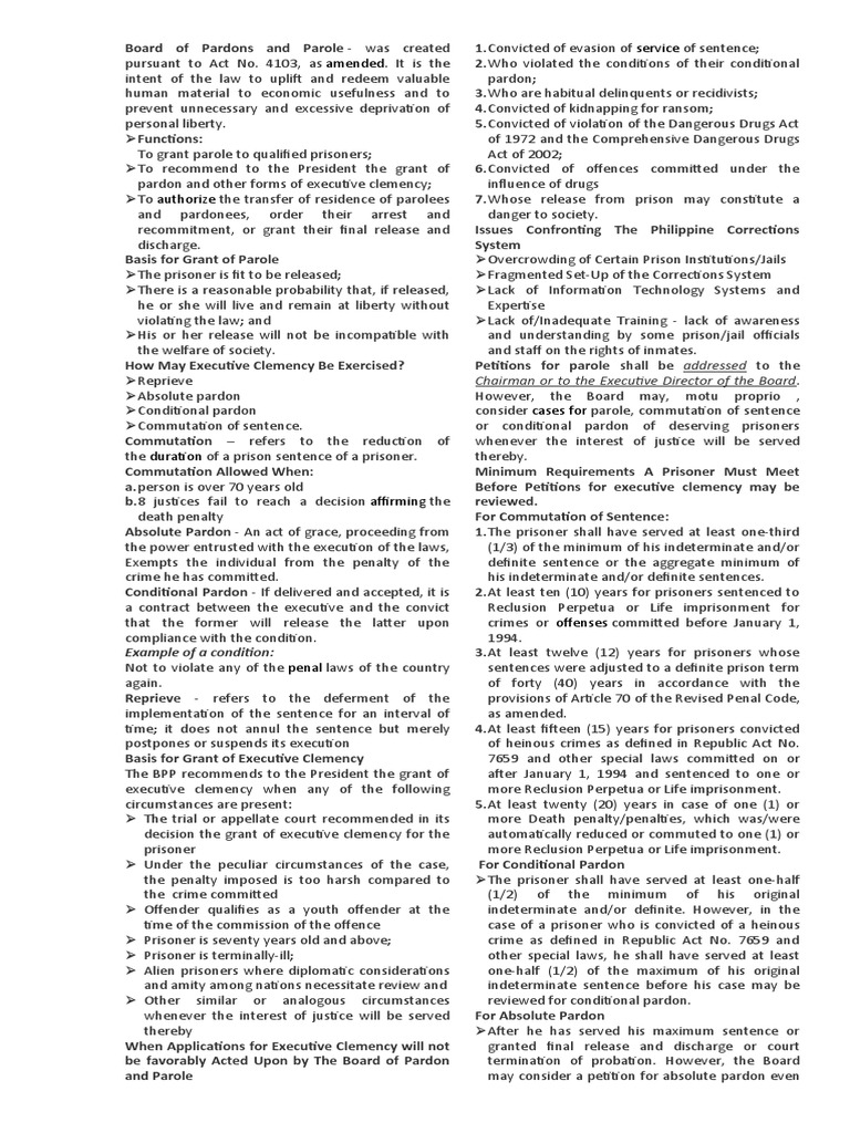 Non Institutional Correction Reviewer | PDF | Pardon | Sentence (Law)