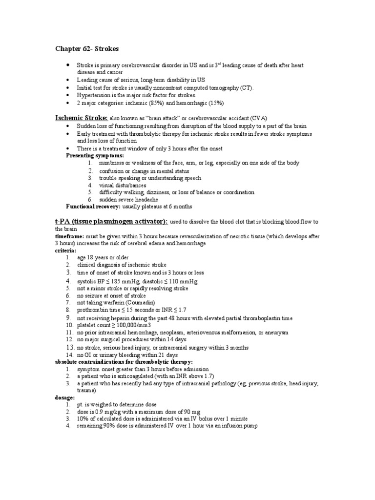 Chapter 62 Stroke Study Guide | PDF | Stroke | Vascular Diseases