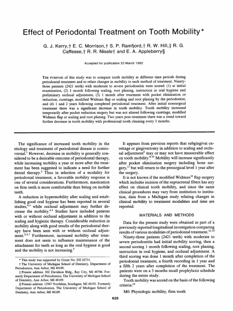 Mobility : Effect Periodontal Treatment Tooth | PDF | Periodontology ...