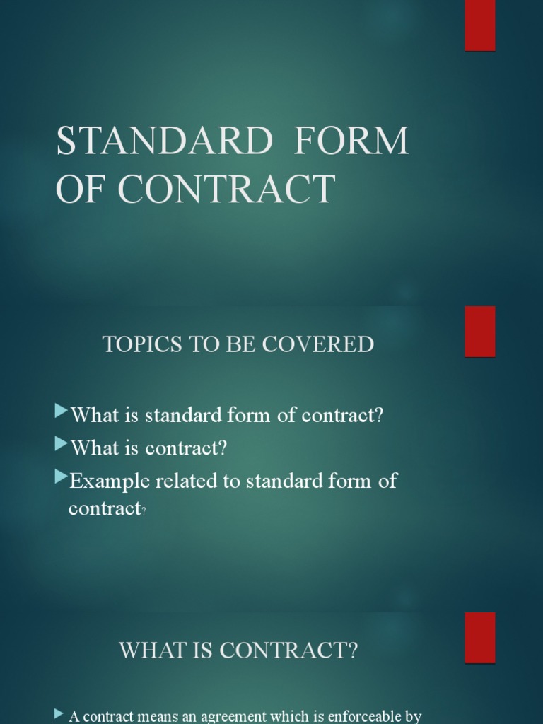 Standard Form of Contract | PDF | Law