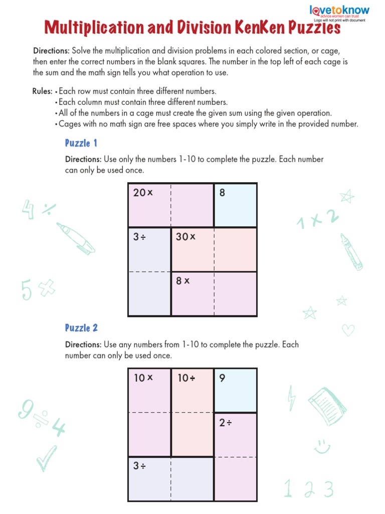 KenKen Puzzle Instructions and Examples | PDF | Teaching Methods ...