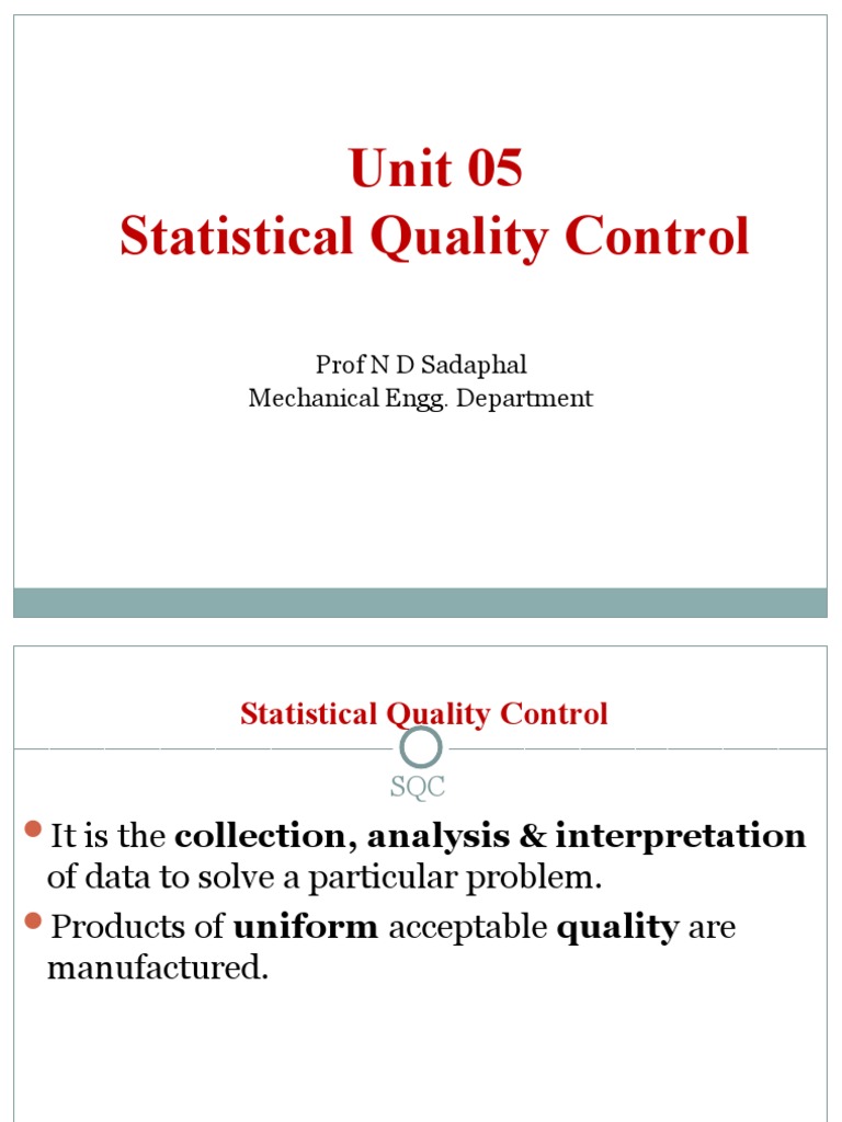 Statistical Quality Control Overview | PDF | Mean | Sampling (Statistics)