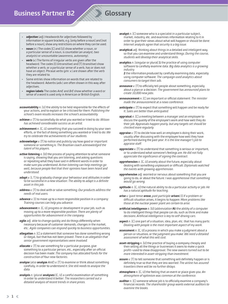 B2 Glossary Formel | PDF | Verb | Adjective