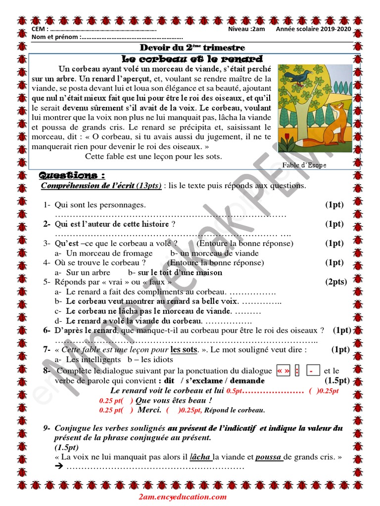 Dzexams 2am Francais d2 20201 1978504 | PDF | Phrase