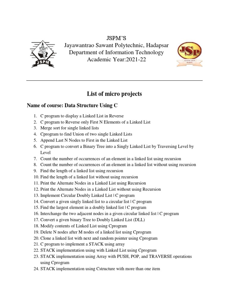 DSU Microproject List | PDF | Computer Programming | Data Management