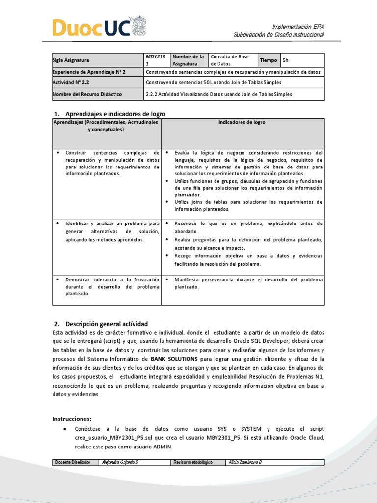 2.2.2 Actividad Visualizando Datos Usando Join de Tablas Simples | PDF ...