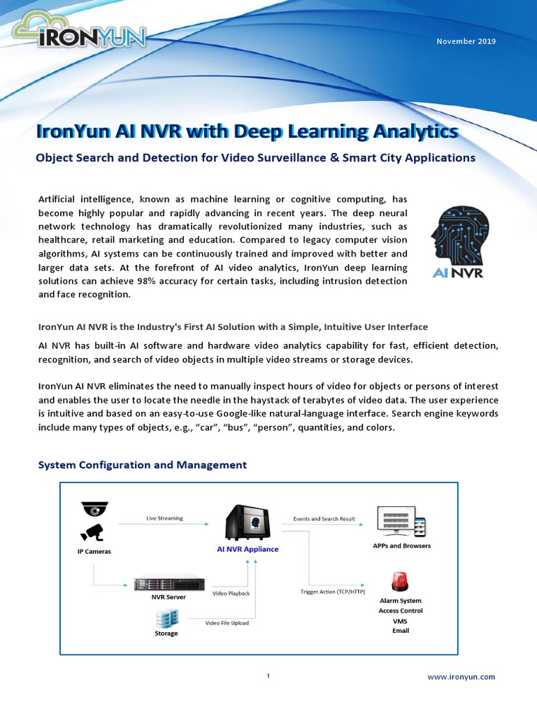 Ironyun Ai NVR With Deep Learning Analytics | PDF | Intelligence (AI) & Semantics | Artificial ...