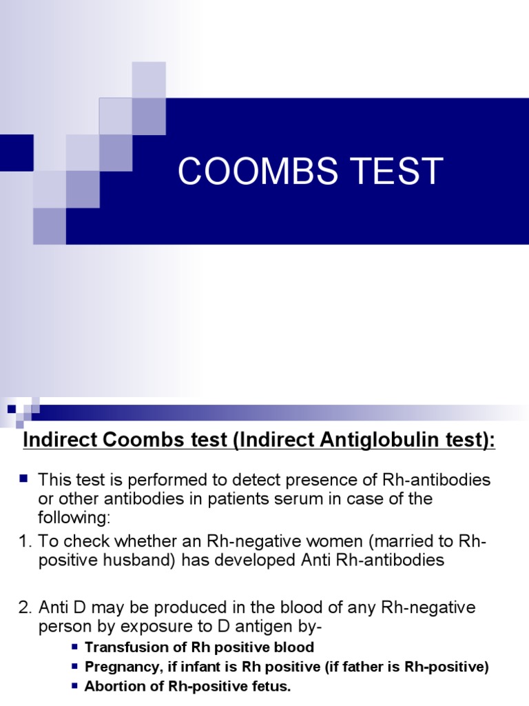 Coombs Test | PDF | Hematology | Immunology