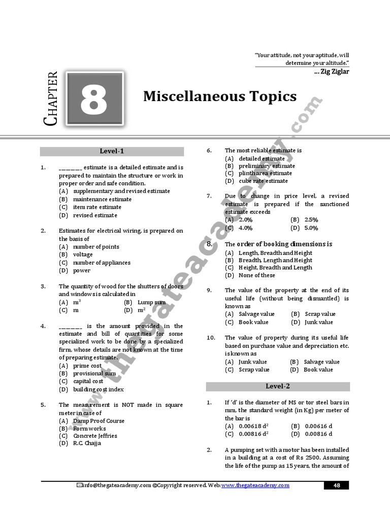 Exercise Book - 08 - Miscellaneous Topics (Ddpanda) | PDF | Depreciation