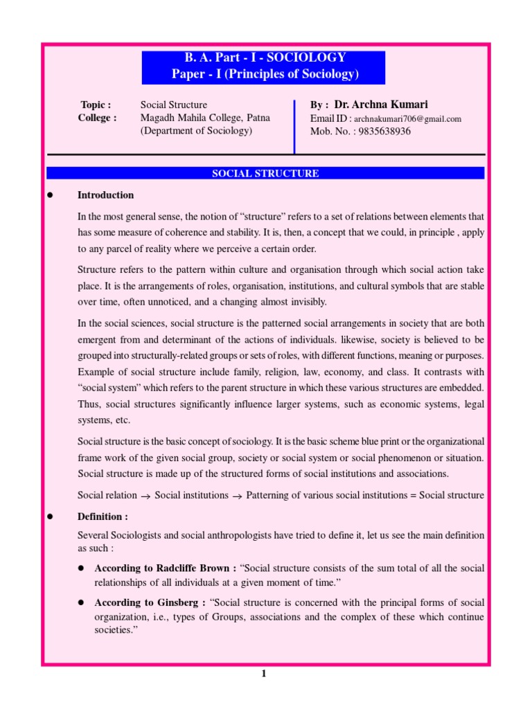 Social Structure | PDF | Social Structure | System