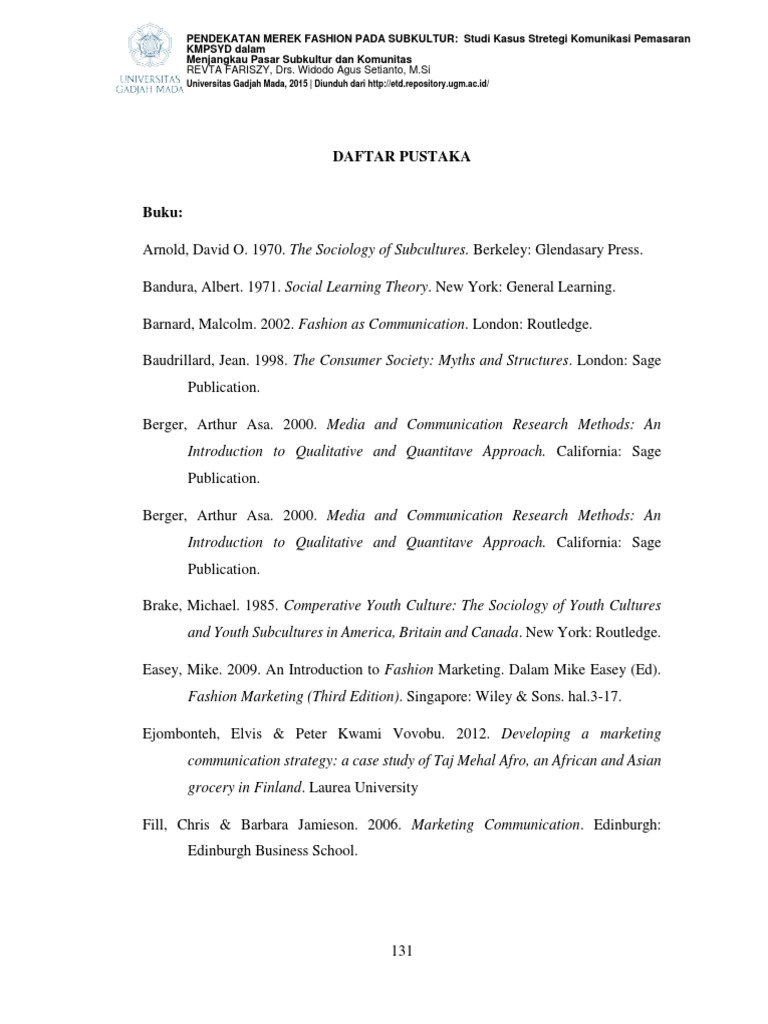 Daftar Pustaka: REVTA FARISZY, Drs. Widodo Agus Setianto, M.Si | PDF ...