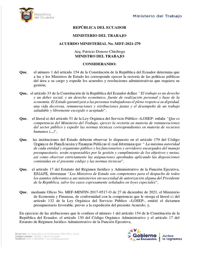 Acuerdo Ministerial 279 Signed PDF | PDF | Gobierno | Esfera pública
