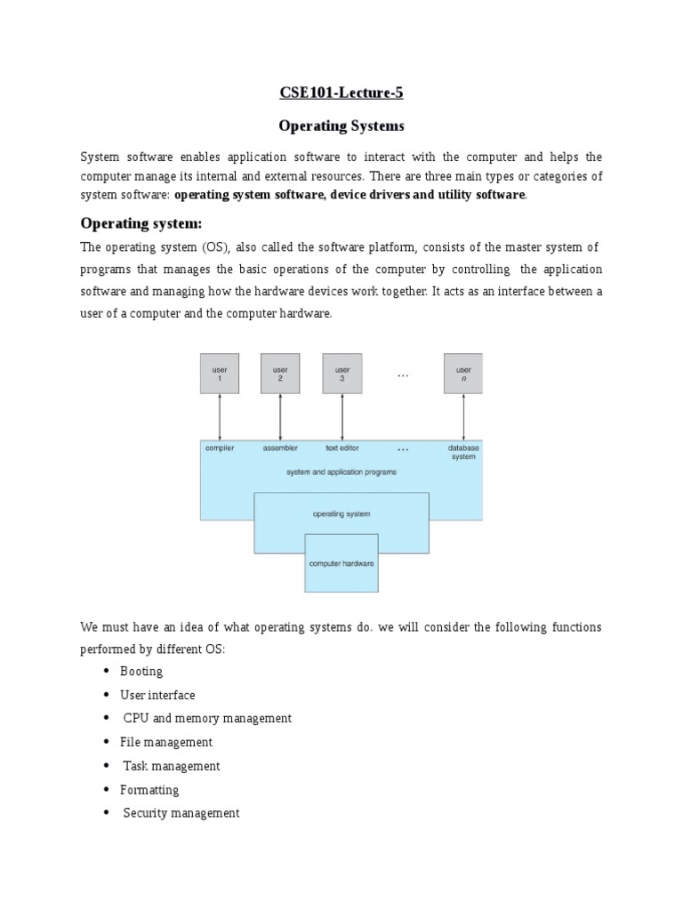 Operating System:: CSE101-Lecture-5 Operating Systems | PDF | Linux | Operating System