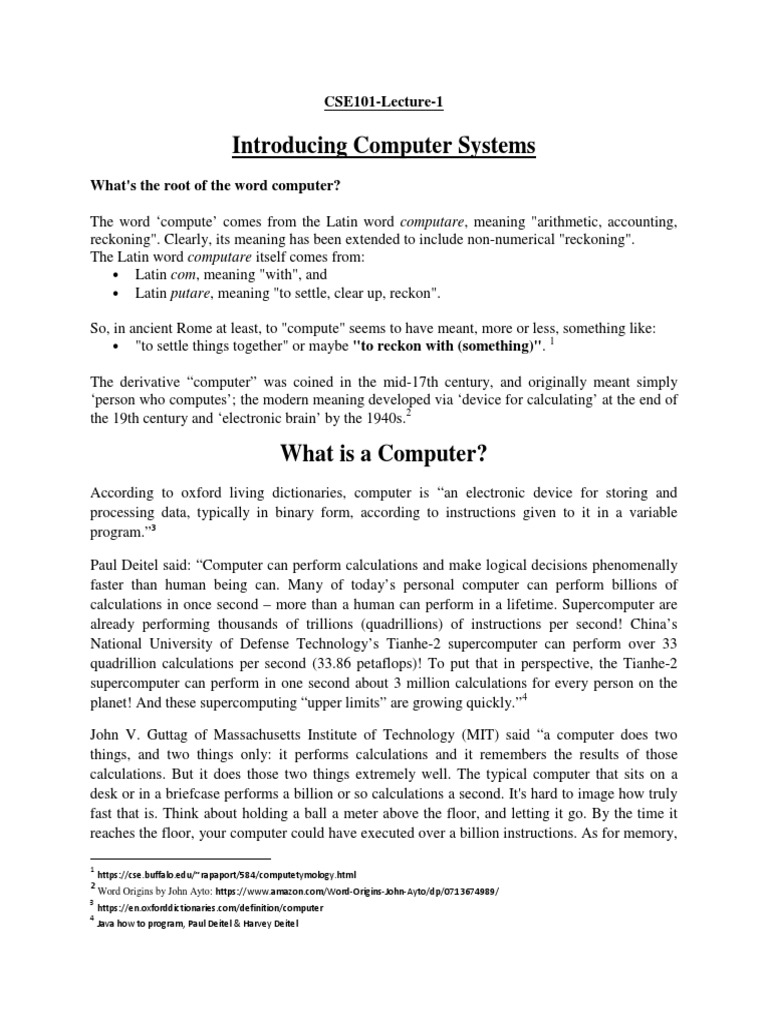 Introducing Computer Systems: CSE101-Lecture-1 | Download Free PDF | Analogue Electronics ...
