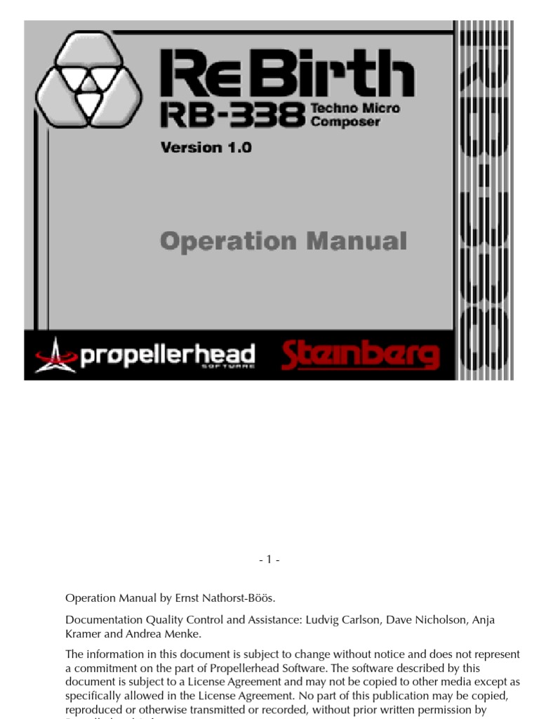 ReBirth Manual | PDF | Synthesizer | Computer Keyboard