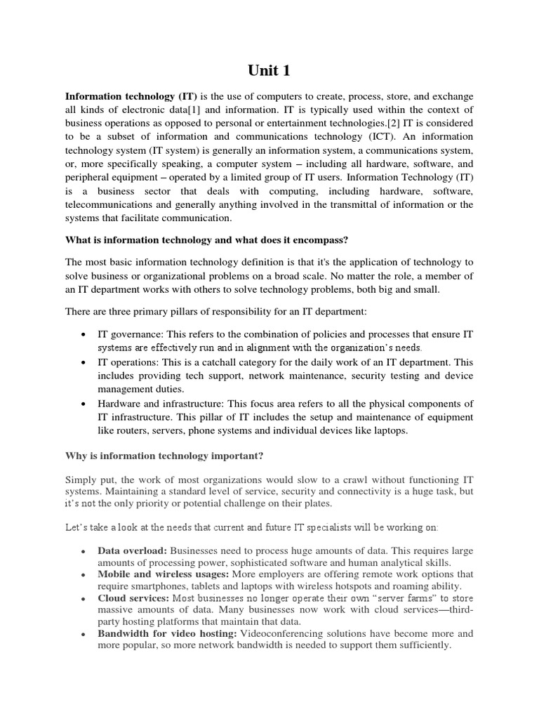Foit Unit 1 Notes | PDF | Loudspeaker | Computer Data Storage