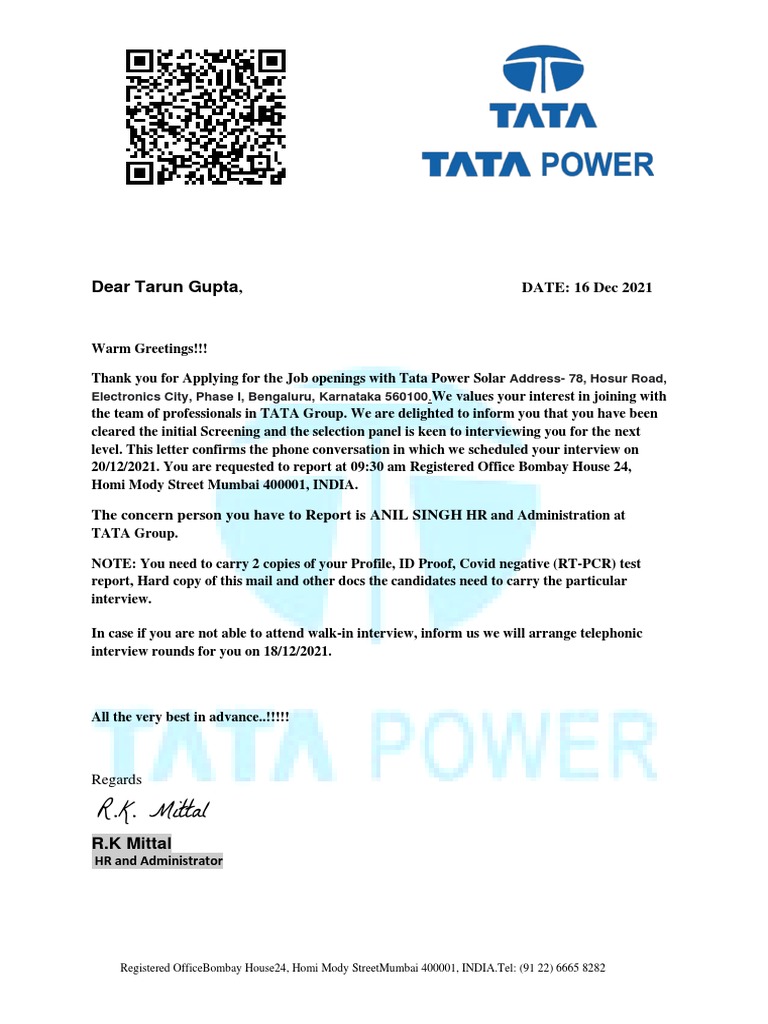 Interview Call Letter | PDF