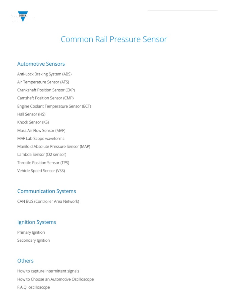 Common Rail Pressure Sensor | PDF | Fuel Injection | Engines