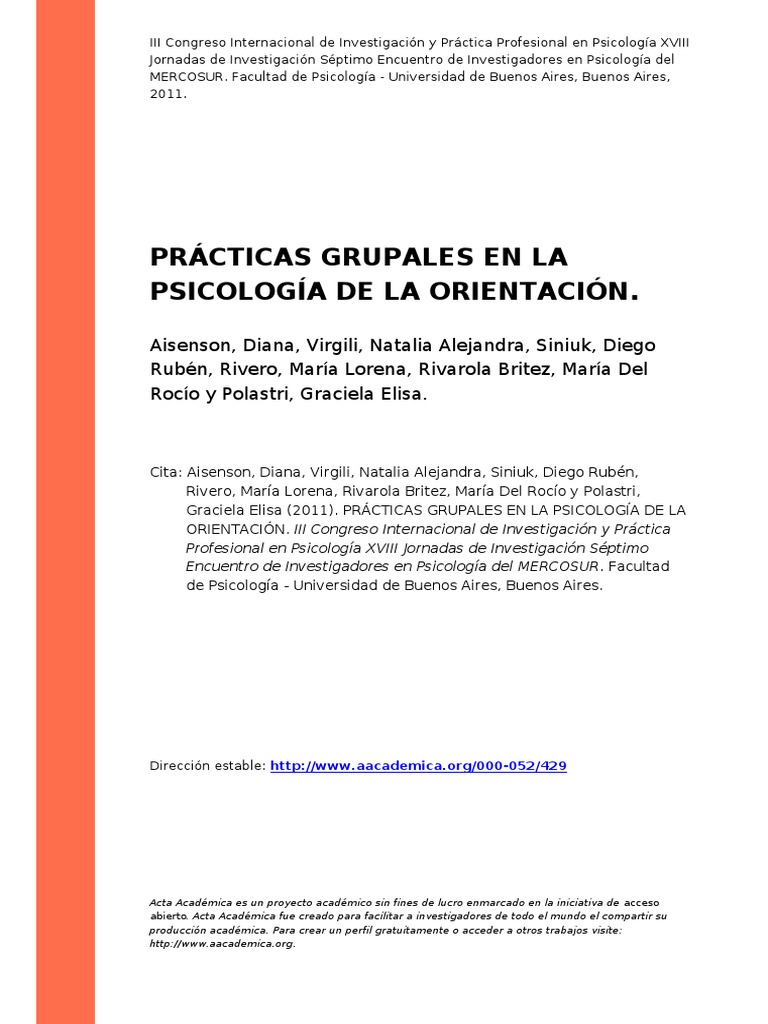 Aisenson, Diana, Virgili, Natalia Ale (..) (2011) - PRACTICAS GRUPALES EN LA PSICOLOGIA DE LA ...