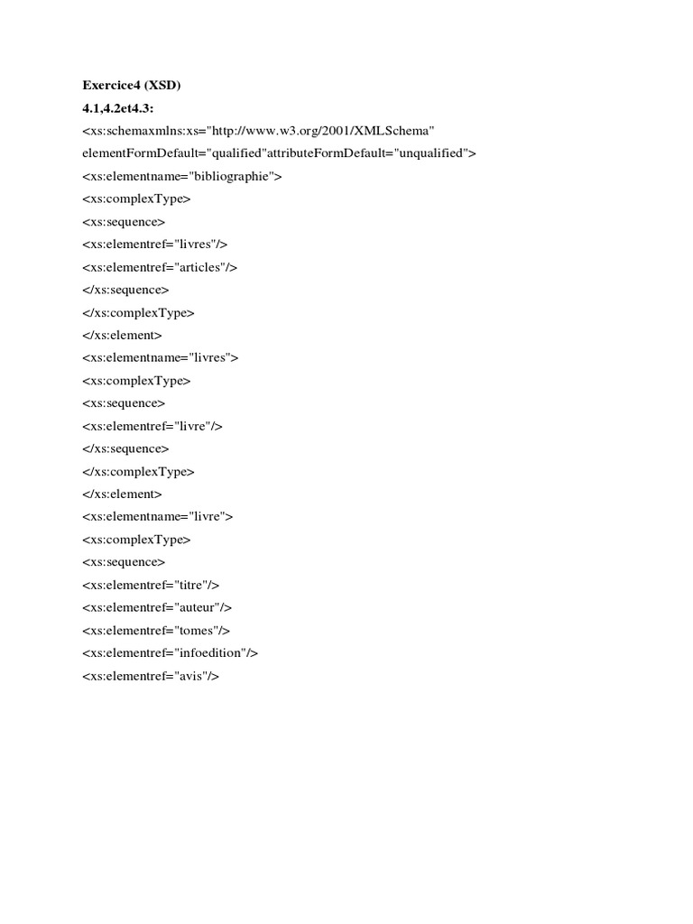 Correction Exercice XSD | PDF