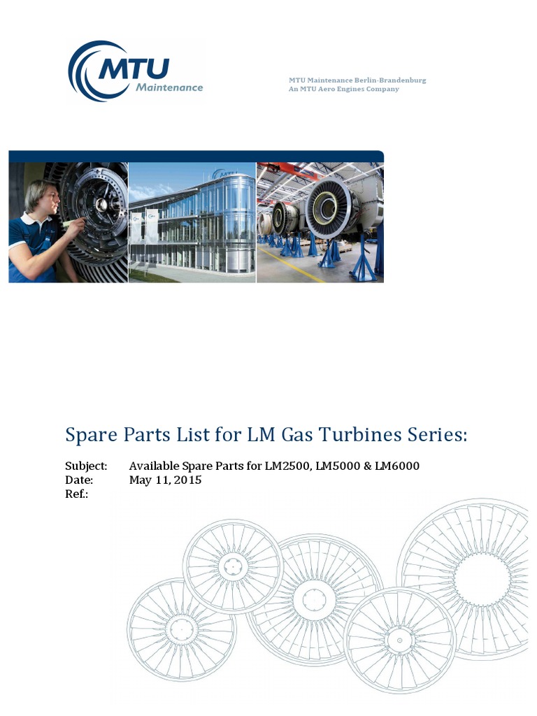 LM Gas Turbine Spare Parts List | PDF | Propulsion | Energy Conversion