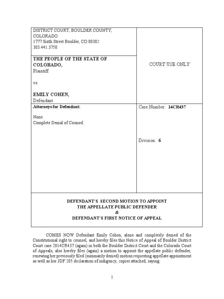 Cohen Notice of Appeal and Renewed Motion To Appoint, Filed 2022-01-03 ...