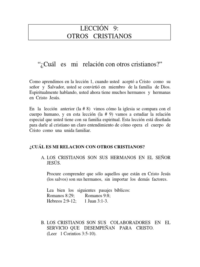 16 Lecciones El Discipulado Biblico Leccion09 Otros Cristianos | PDF | Jesús | Cristo (título)