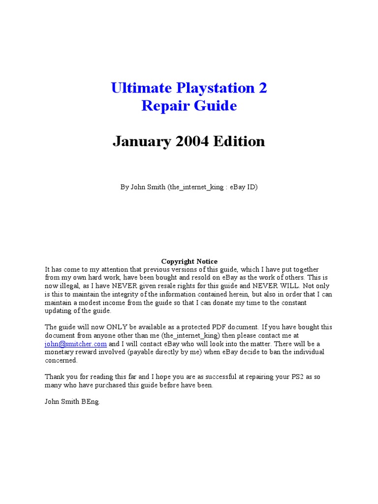 PS2 Repair Guide BM 2004 | PDF | Fuse (Electrical) | Power Supply