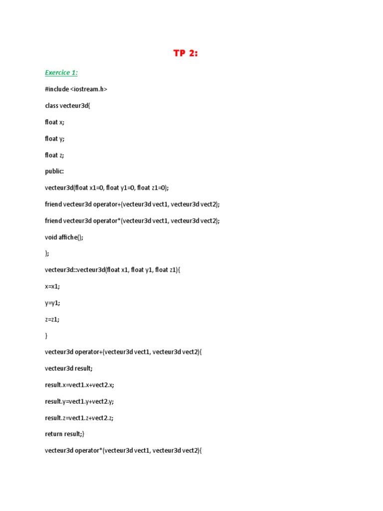TP2 C++ | PDF | Programmation informatique | Programmation orientée objet