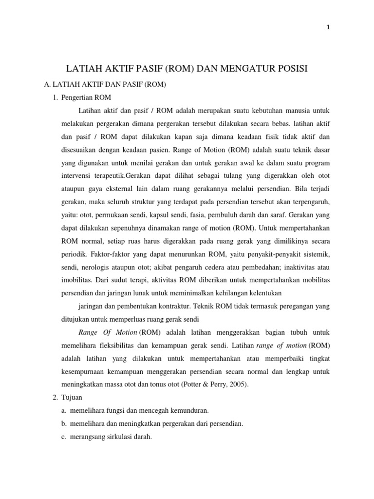 Pengaturan Posisi dan Latihan ROM | PDF | Kesehatan Holistik