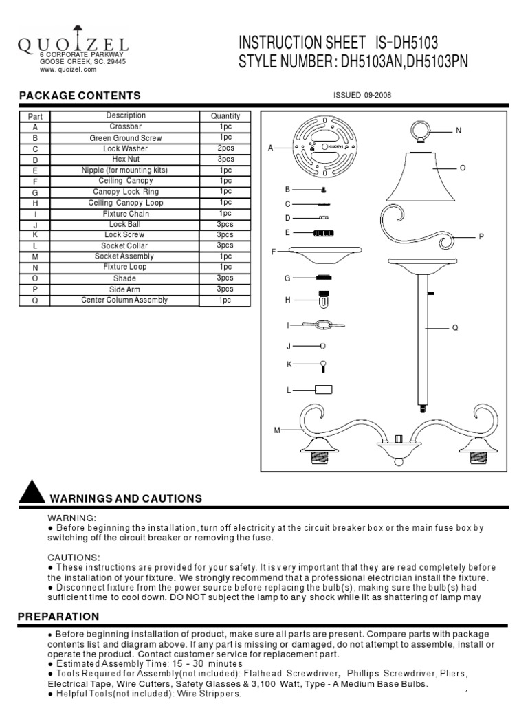 Instruction Sheet Is Dh5103 - Style Number Dh5103An, Dh5103Pn | PDF ...