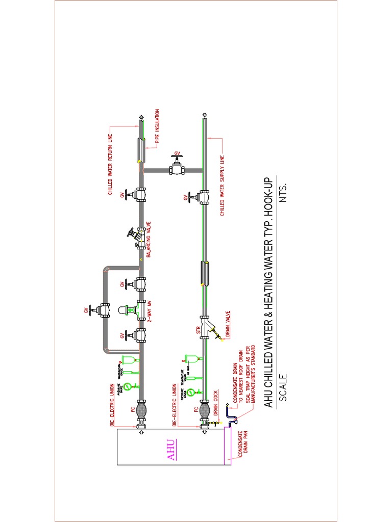 AHU Chilled & Heating Water Hook-Up Diagram | PDF