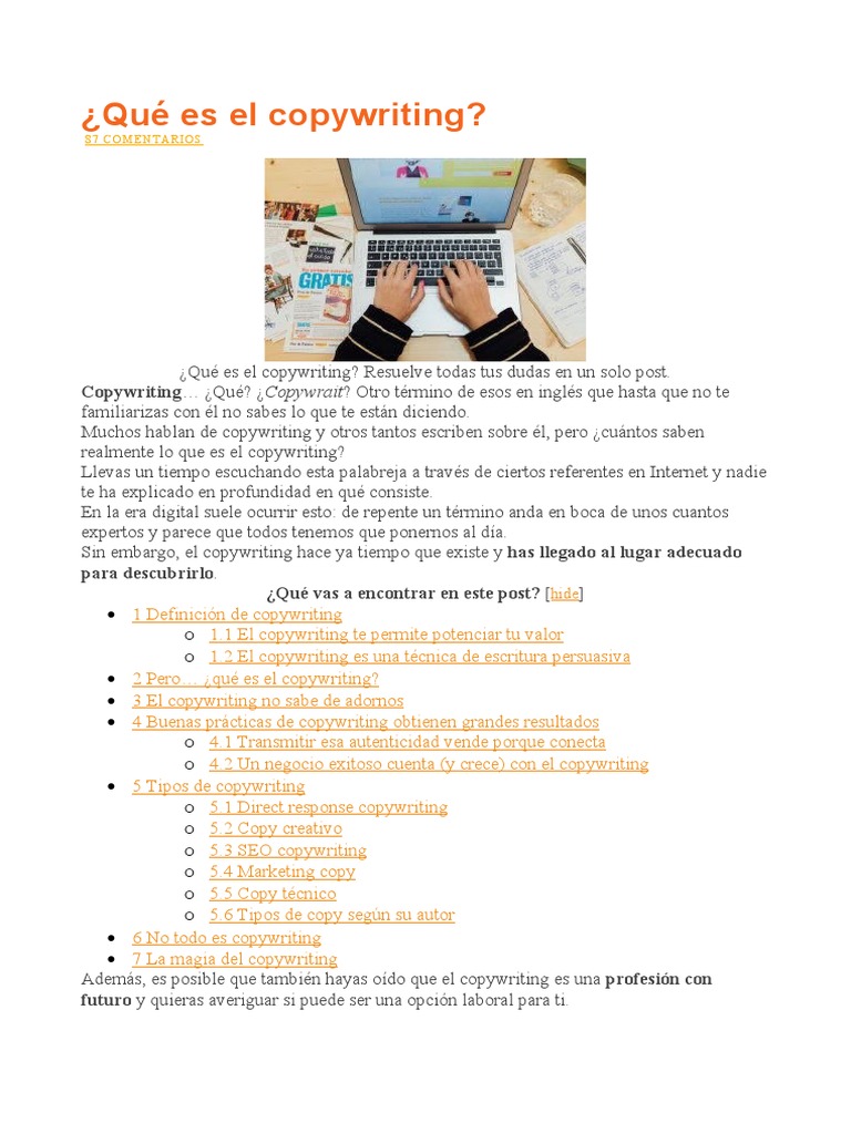 Qué Es El Copywriting | PDF | Marketing | Posicionamiento en buscadores