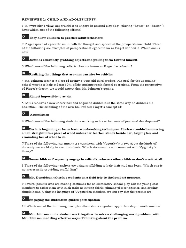 Reviewer 1 Profed 102 | Download Free PDF | Cognitive Development ...