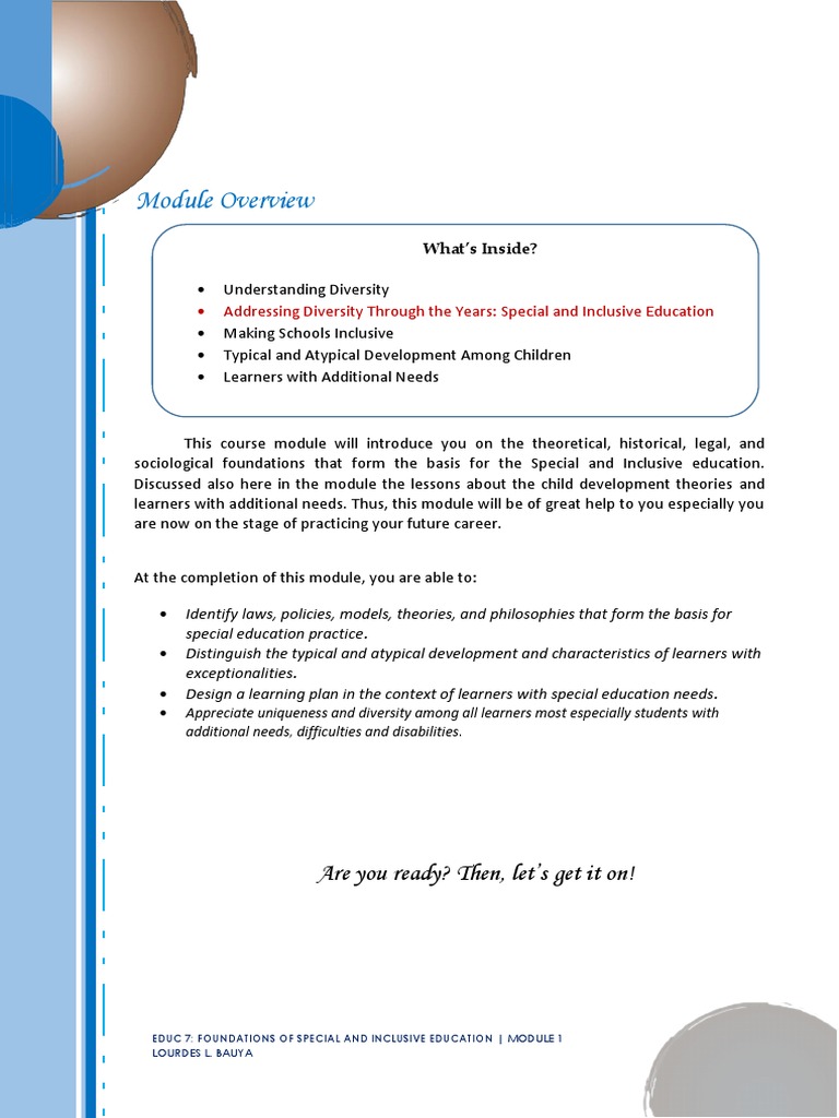 Module EdUC7 Chapter 2 | PDF | Inclusion (Education) | Special Education
