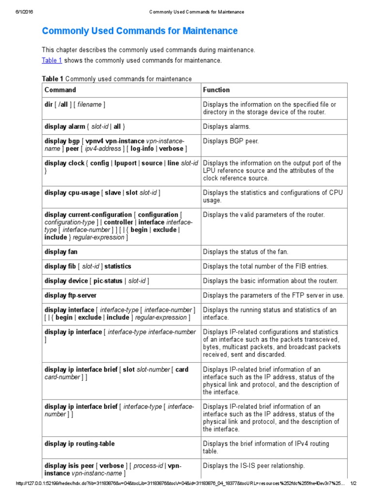NE40E - Commonly Used Commands For Maintenance | PDF | Router ...
