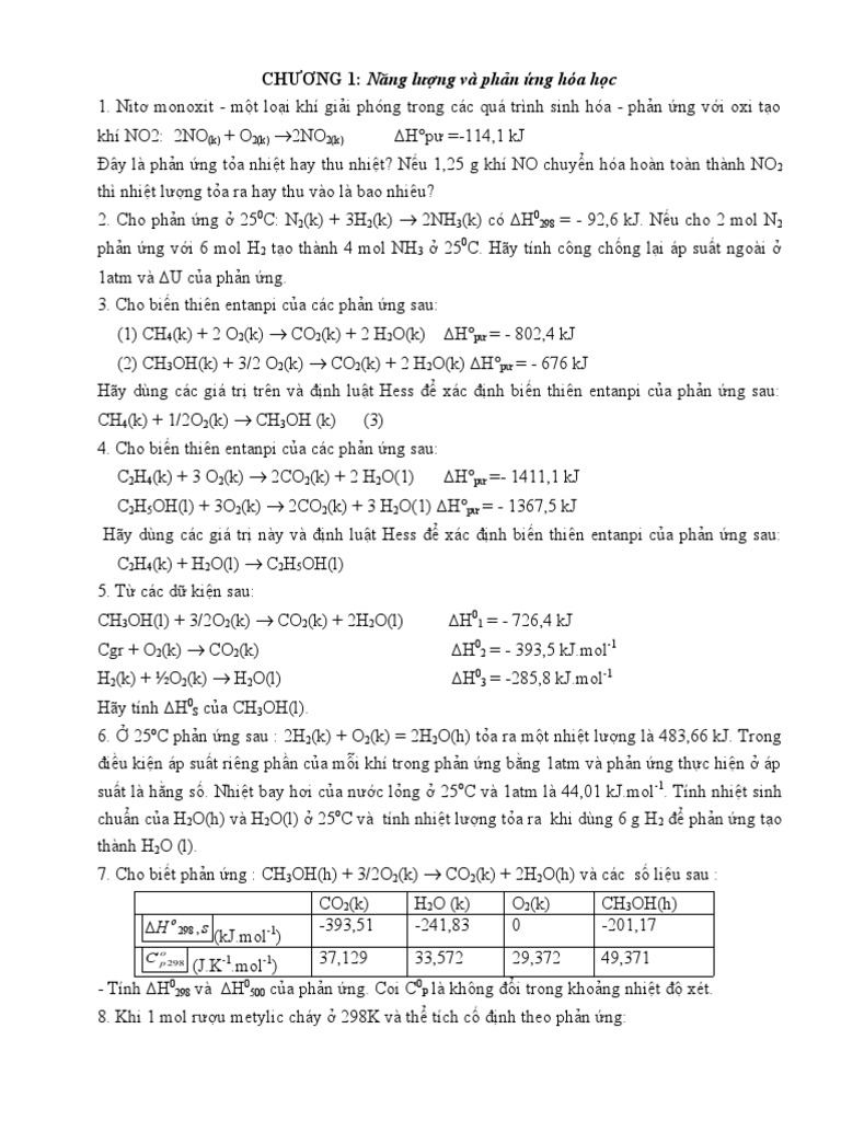Bai Tap Hoa Hoc Dai Cuong | PDF