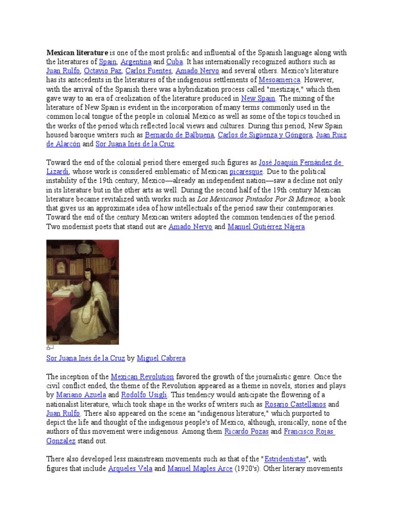 Overview of Mexican Literature History | PDF | Mexico | Latin America