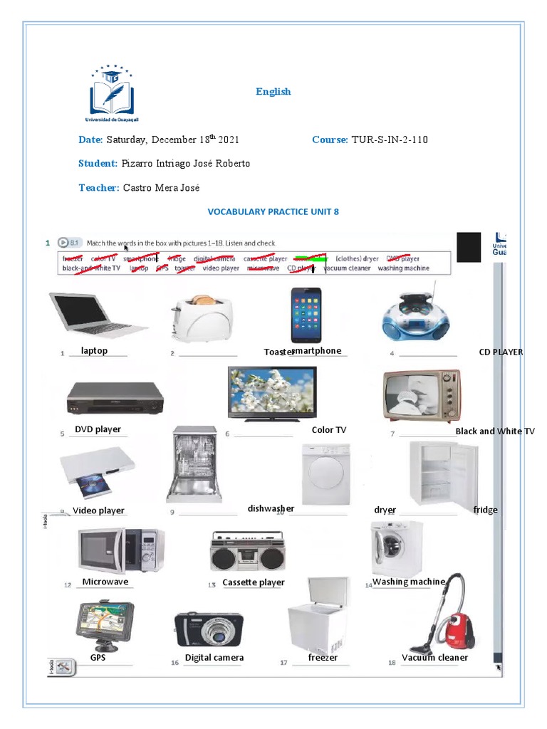 Vocabulary Practice Unit 8 | PDF | Information And Communications ...